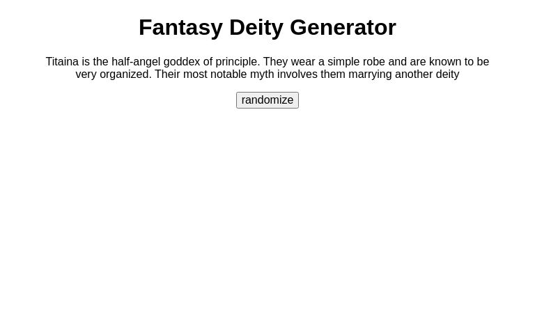 Fantasy Deity Generator