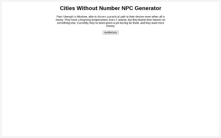 Cities Without Number NPC Generator
