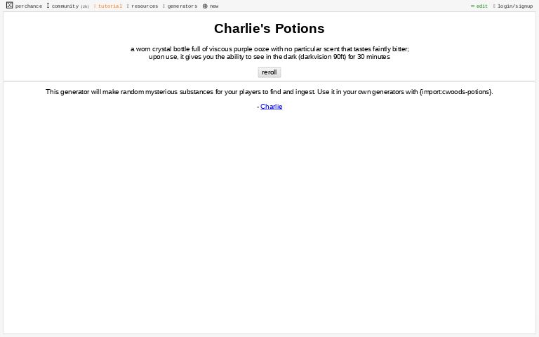 Charlie's Potions ― Perchance Generator
