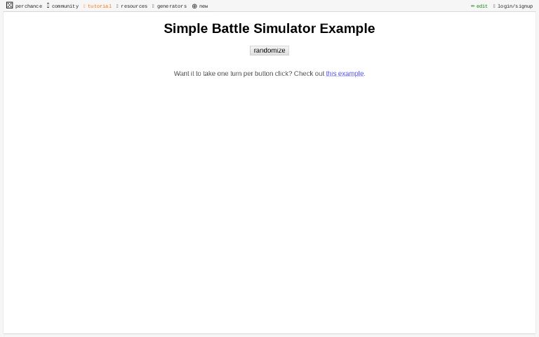 Simple Battle Simulator Example ― Perchance Generator