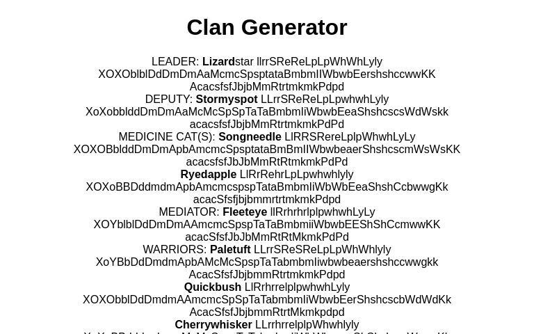 Clan Generator