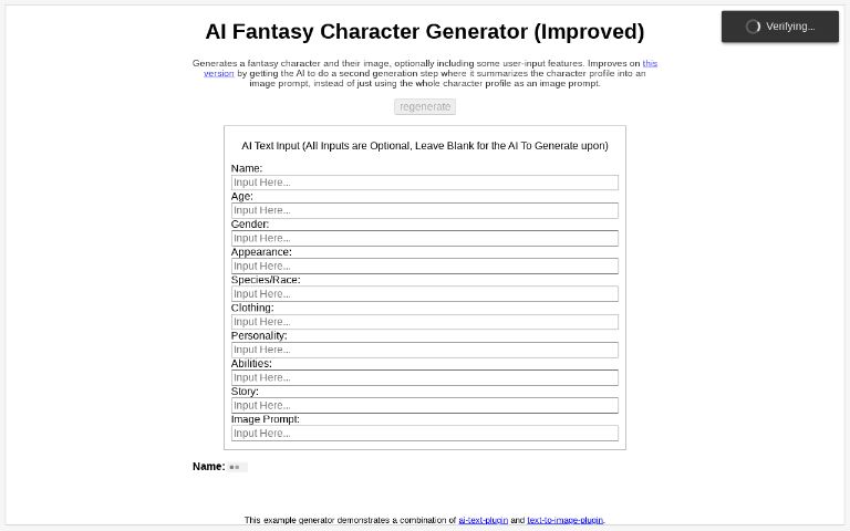 AI Fantasy Character Generator (Improved)
