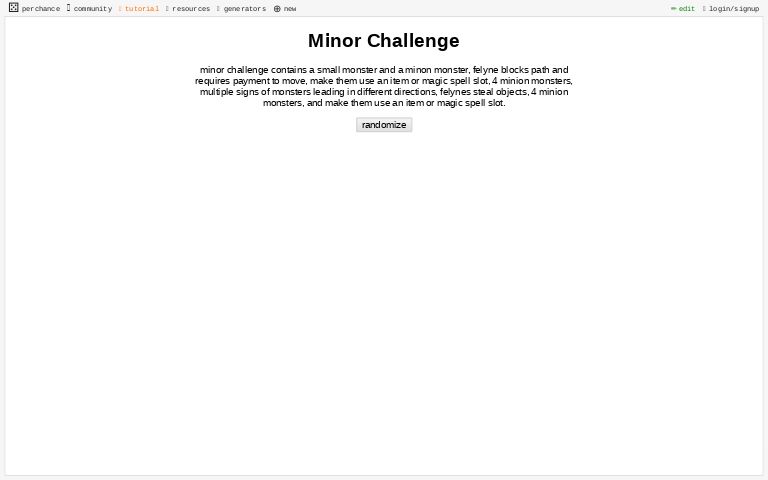 Minor Challenge ― Perchance Generator