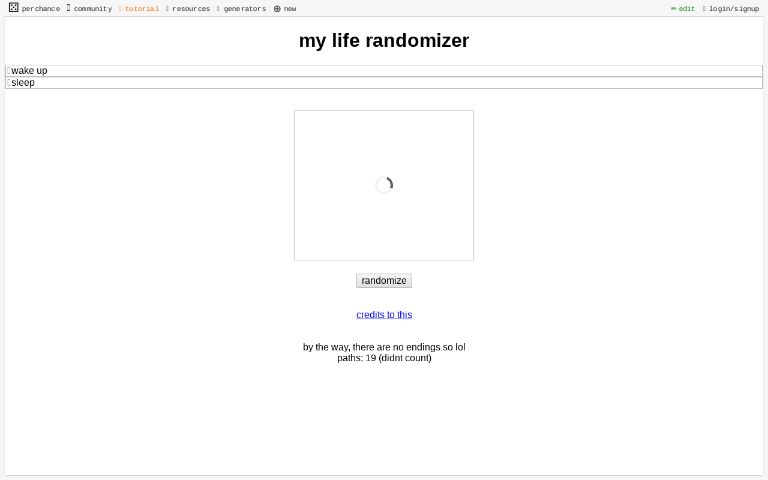 my life randomizer ― Perchance Generator