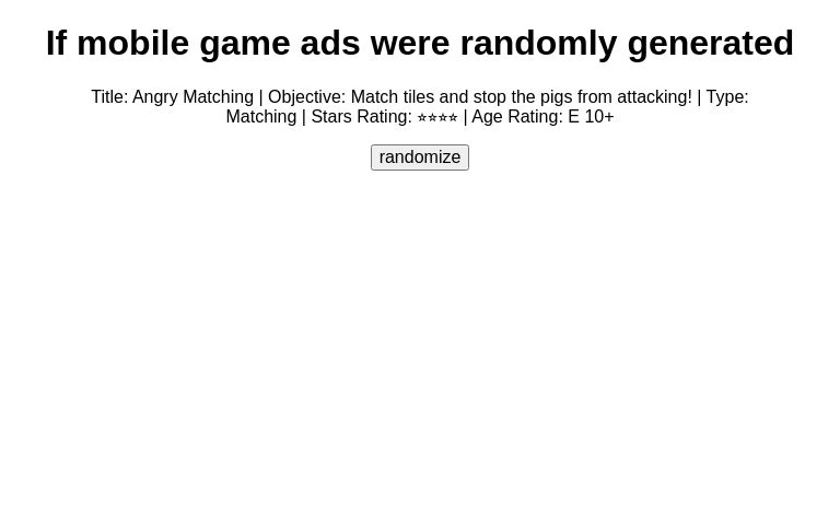 If mobile game ads were randomly generated