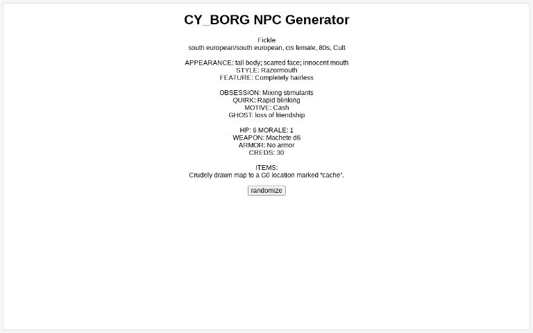 CY_BORG NPC Generator