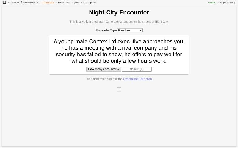 Night City Encounter ― Perchance Generator