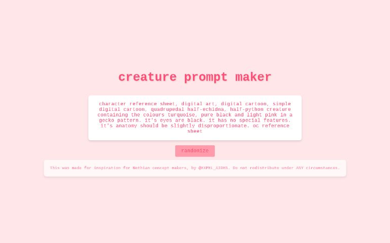 creature prompt maker ― Perchance Generator