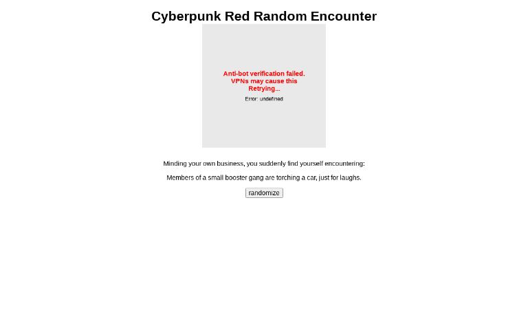 Cyberpunk Red Random Encounter ― Perchance Generator
