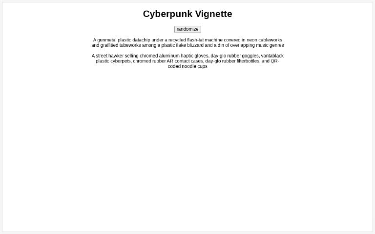 Cyberpunk Vignette ― Perchance Generator