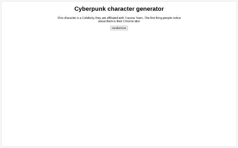 Cyberpunk character generator