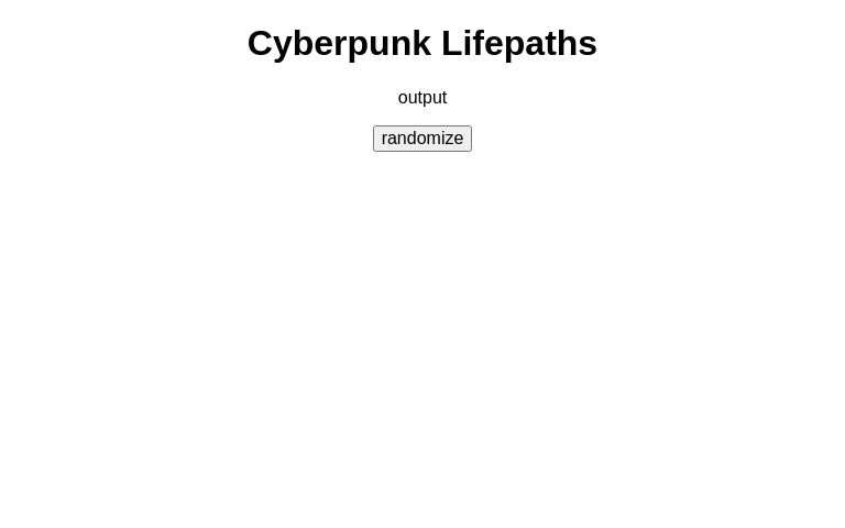 Cyberpunk Lifepaths ― Perchance Generator