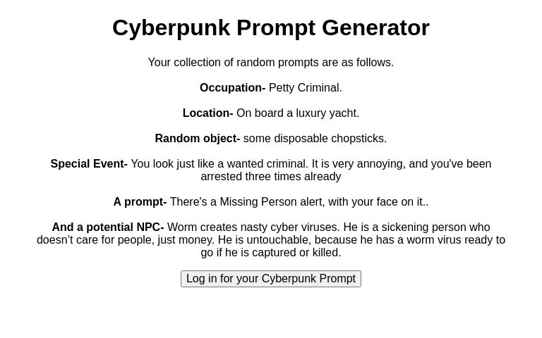 Cyberpunk Prompt Generator