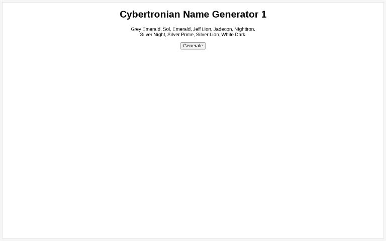 Cybertronian Name Generator 1