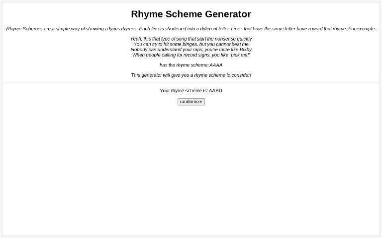 Rhyme Scheme Generator