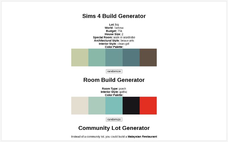 Sims 4 Build Generator