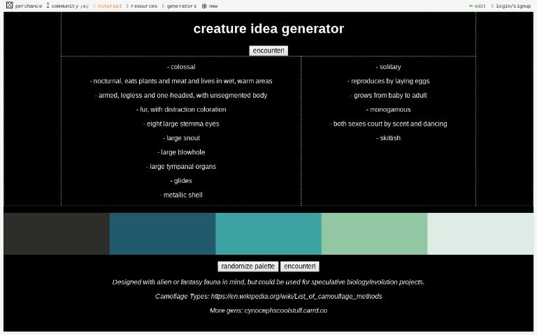 creature idea generator