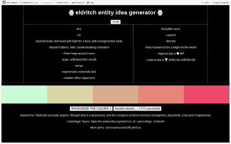 eldritch entity idea generator ꙮ