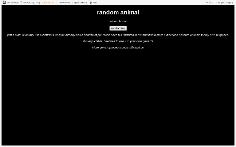 random animal ― Perchance Generator