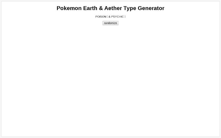 Pokemon Earth & Aether Type Generator