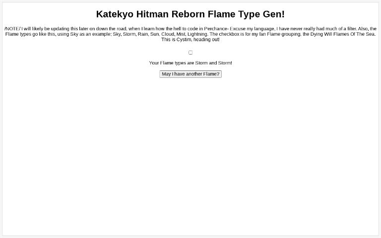 Katekyo Hitman Reborn Flame Type Gen! ― Perchance Generator