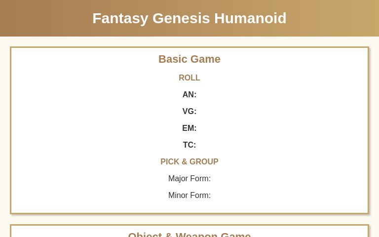 Basic Game ― Perchance Generator