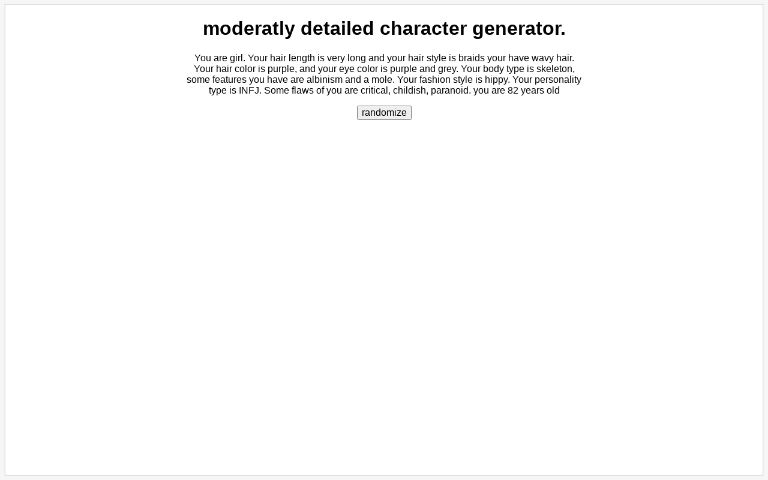 moderatly detailed character generator.
