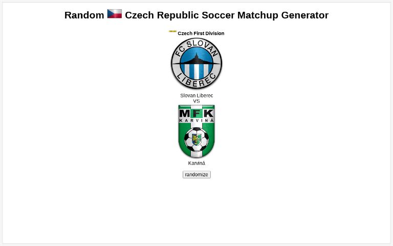 Random Czech Republic Soccer Matchup Generator