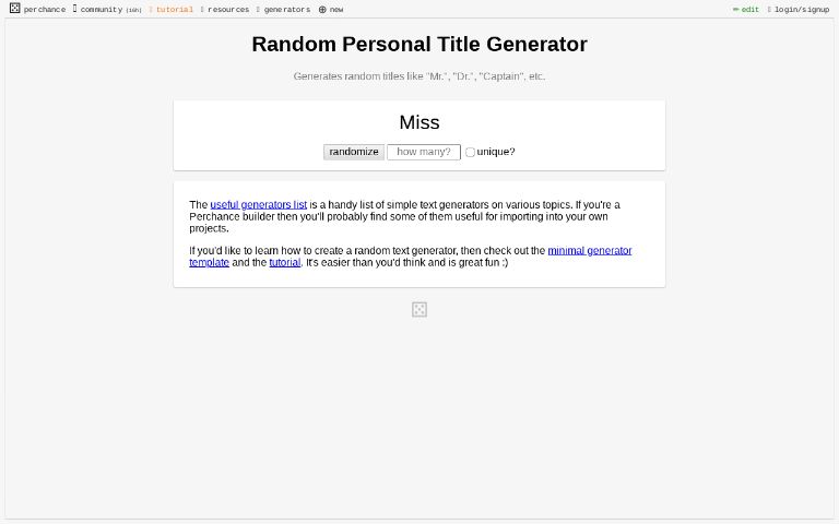 Random Personal Title Generator