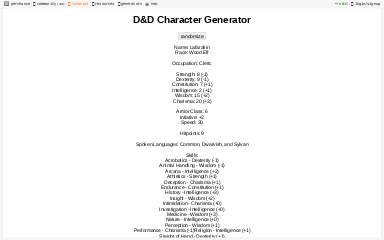 D&D Character Generator