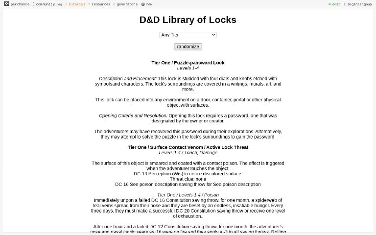D&D Library of Locks ― Perchance Generator