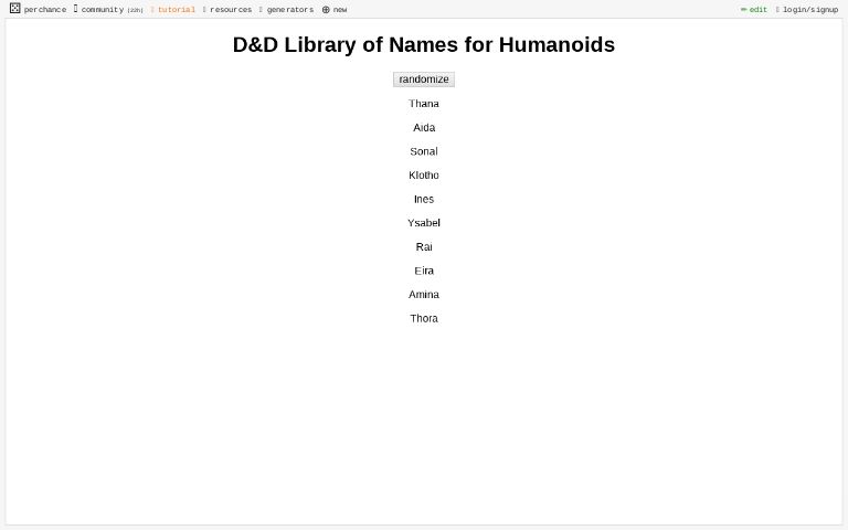 D&D Library of Names for Humanoids ― Perchance Generator