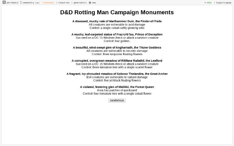 D&D Rotting Man Campaign Monuments ― Perchance Generator