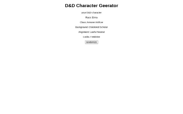 D&D Character Geerator ― Perchance Generator