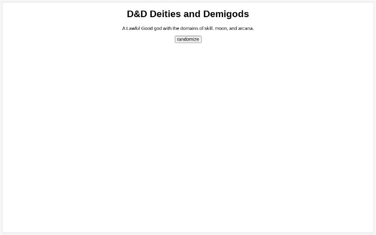 D&D Deities and Demigods ― Perchance Generator
