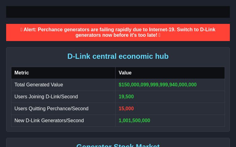 D-Link central economic hub ― Perchance Generator