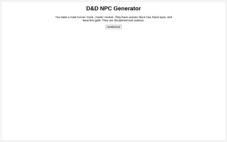 D&D NPC Generator