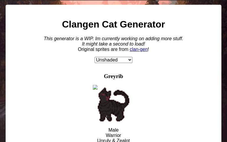 Kalis Clangen Sprites ― Perchance Generator