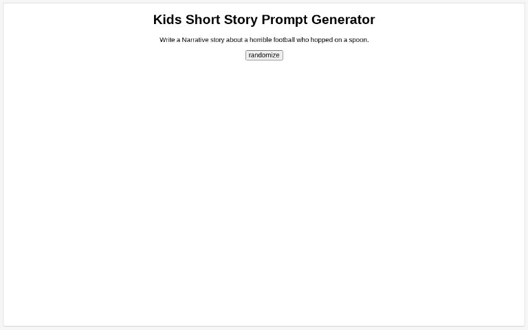 Kids Short Story Prompt Generator