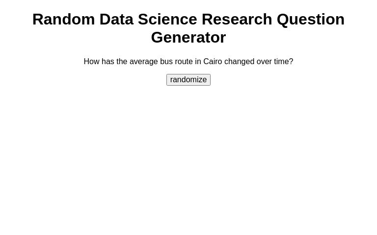 Random Data Science Research Question Generator