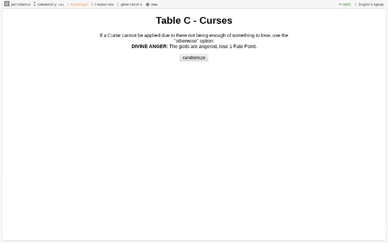 Table C - Curses ― Perchance Generator