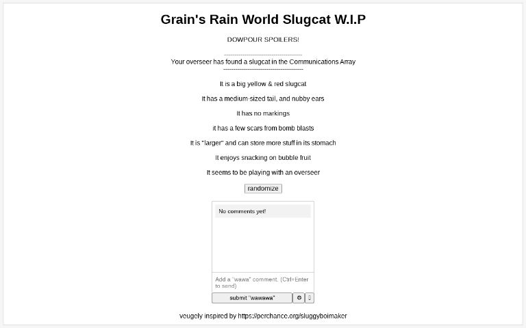 Grain's Rain World Slugcat W.I.P ― Perchance Generator