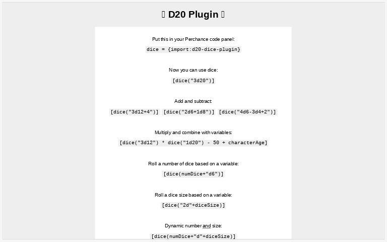 🎲︎ D20 Plugin 🎲︎