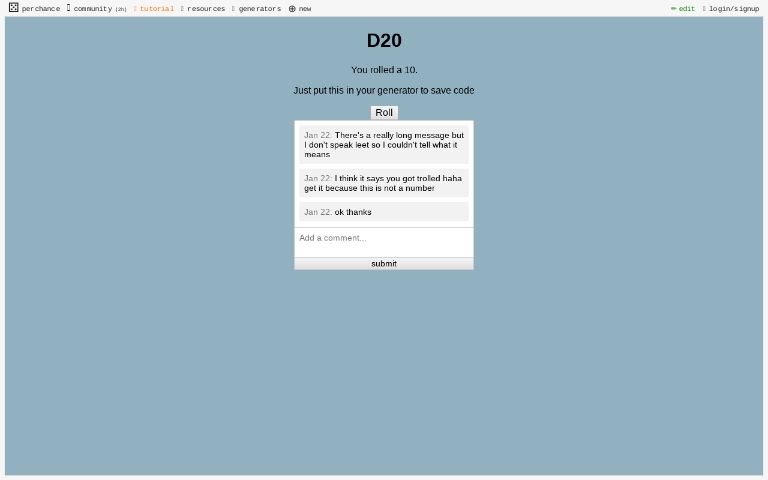 D20 ― Perchance Generator