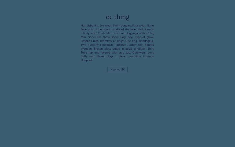 oc thing ― Perchance Generator