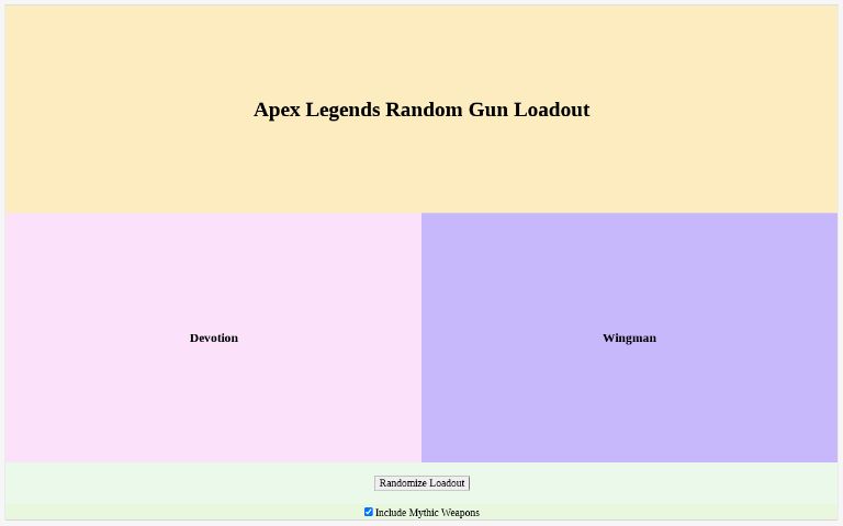 Apex Legends Random Gun Loadout ― Perchance Generator