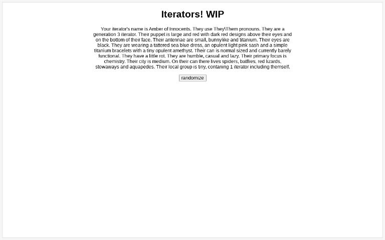 Iterators! WIP ― Perchance Generator