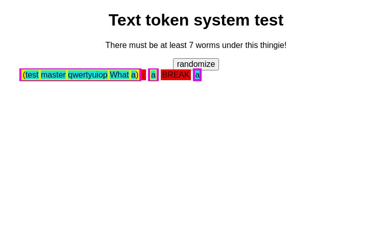 Text token system test ― Perchance Generator