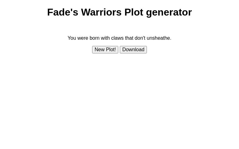 Fade's Warriors Plot generator