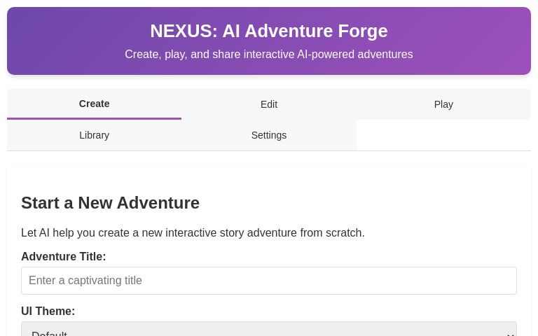 NEXUS: AI Adventure Forge ― Perchance Generator